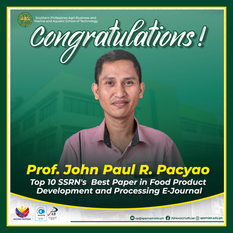 Congratulations, Prof. John Paul R. Pacyao! | SPAMAST
